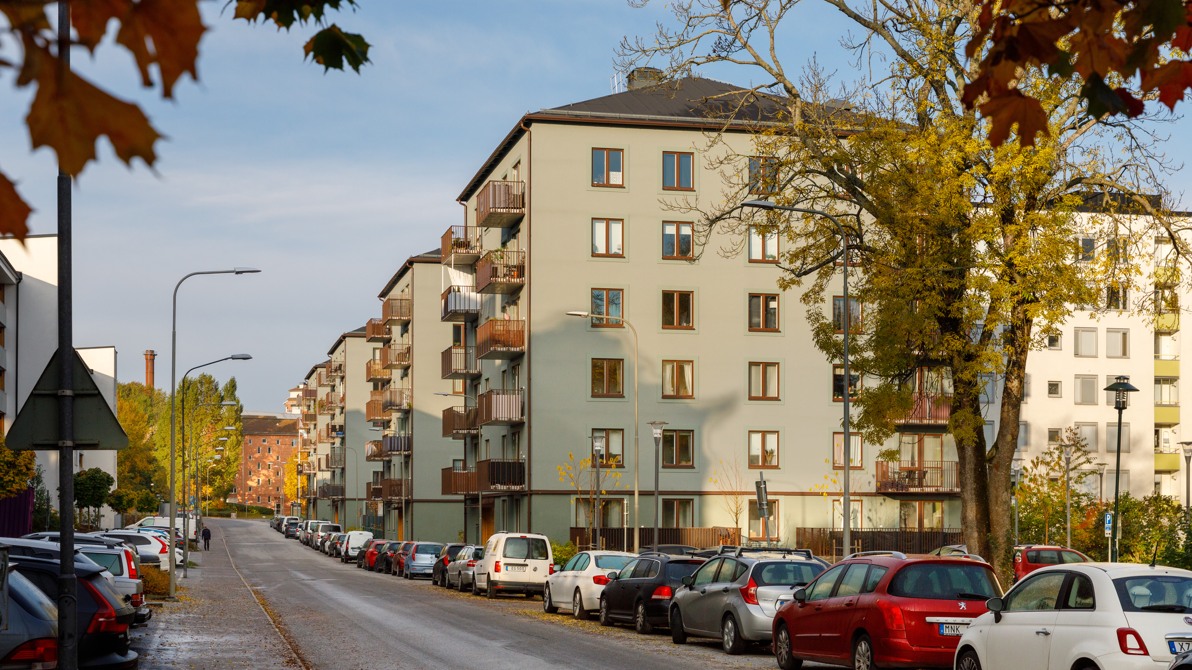 Stockholmshus längs Nordmarksvägen i Farsta strand